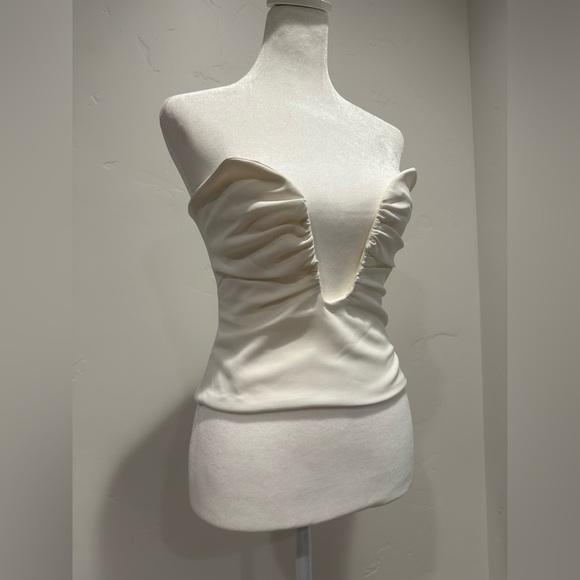 Zara | Tops | Zara Cream Corset Style Plunge Womens Tube Top | Poshmark